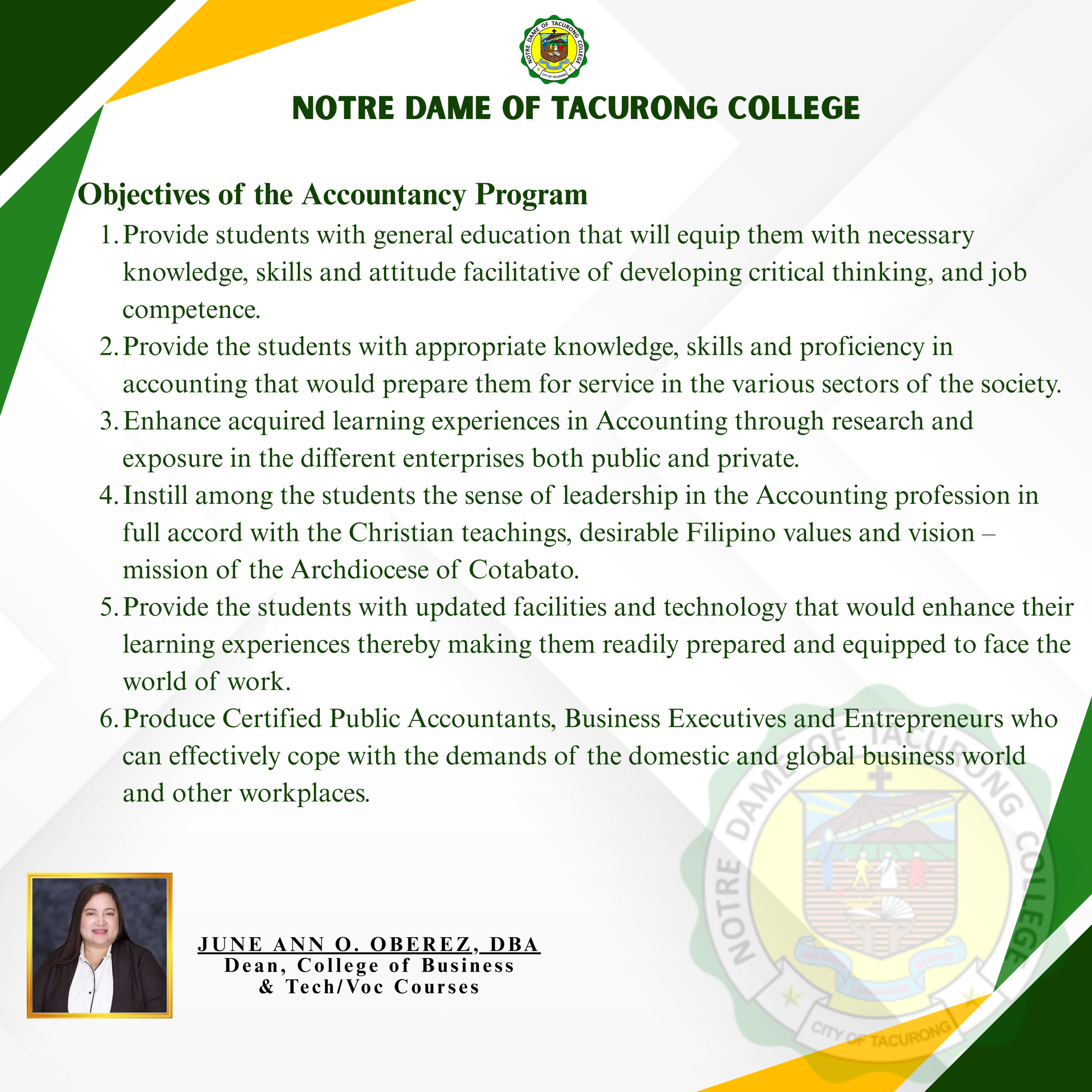 BS in Accountancy – NDTC